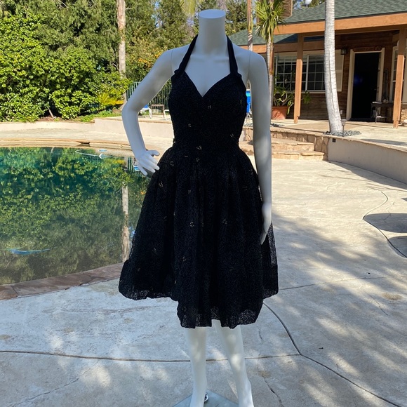 Vintage | Dresses | Vintage 95s Black Halter Style Dress | Poshmark